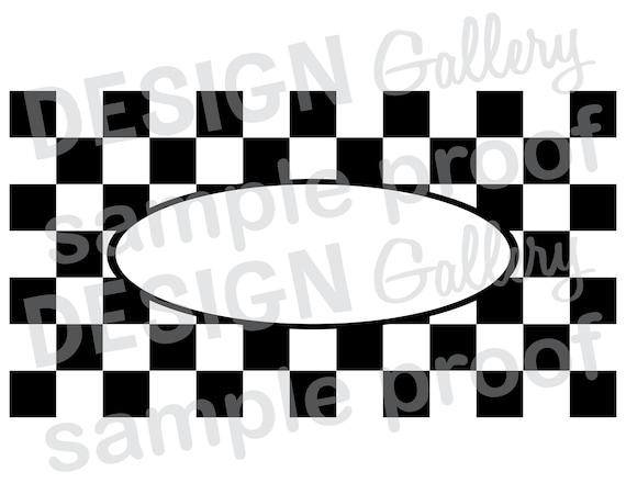 Checkered Oval Monogram Frame SVG cut & JPG image files | Etsy