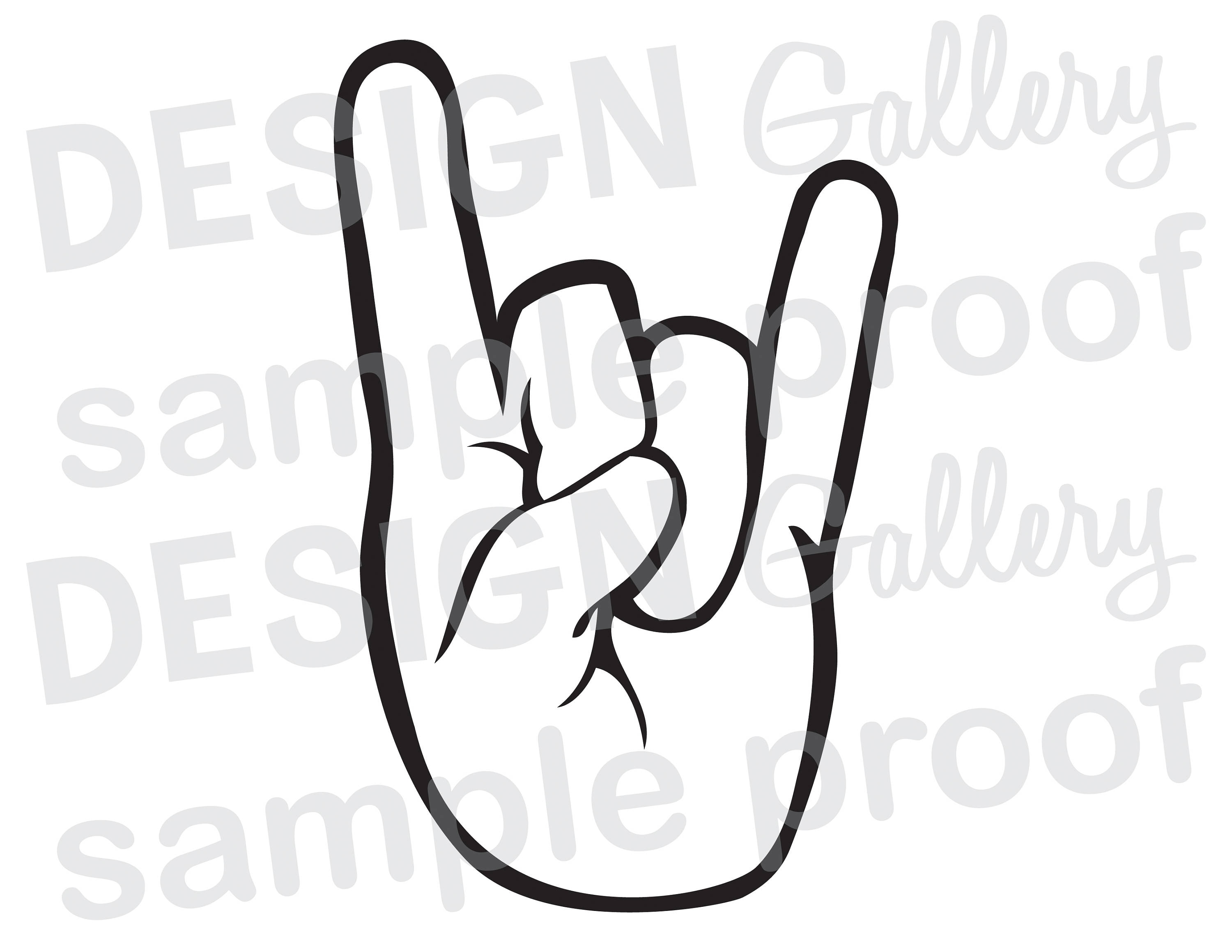 Rockin' Rock Out Hand - JPG, Png & SVG, DXF Cut File, Printable Digital ...