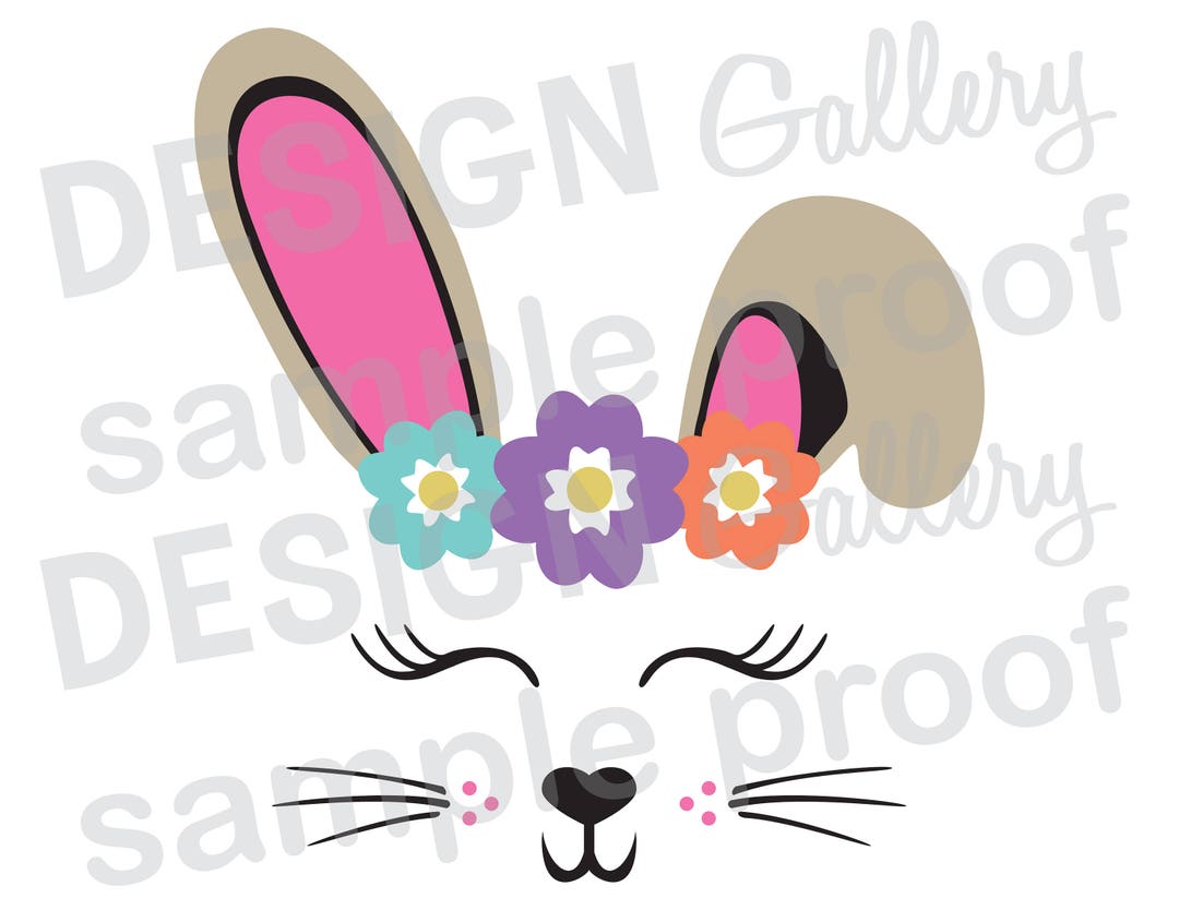 Bunny Face - SVG, DXF Cut & JPG, Png Image Files - Easter Bunny Rabbit ...
