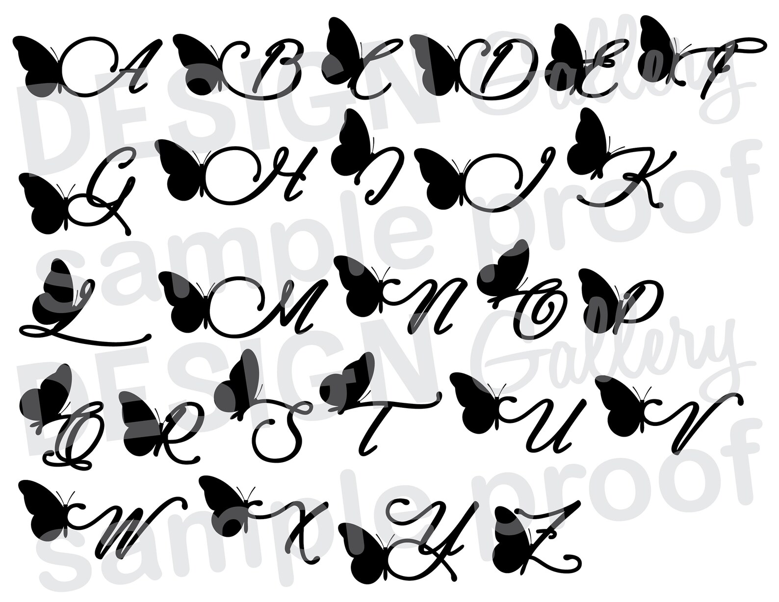 Butterfly Letters Alphabet SVG DXF Cut Files & PNG Image - Etsy UK