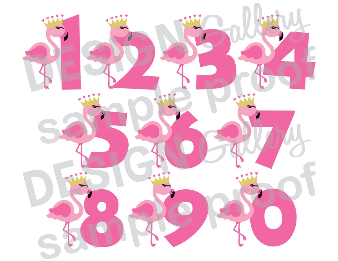 Flamingo Numbers Jpg, Png & SVG, DXF Cut File, Printable Digital ...