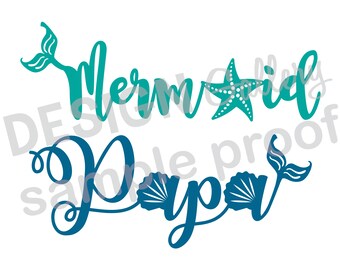 Mermaid Dad JPG Png & SVG DXF Cut File Digital Seashell - Etsy