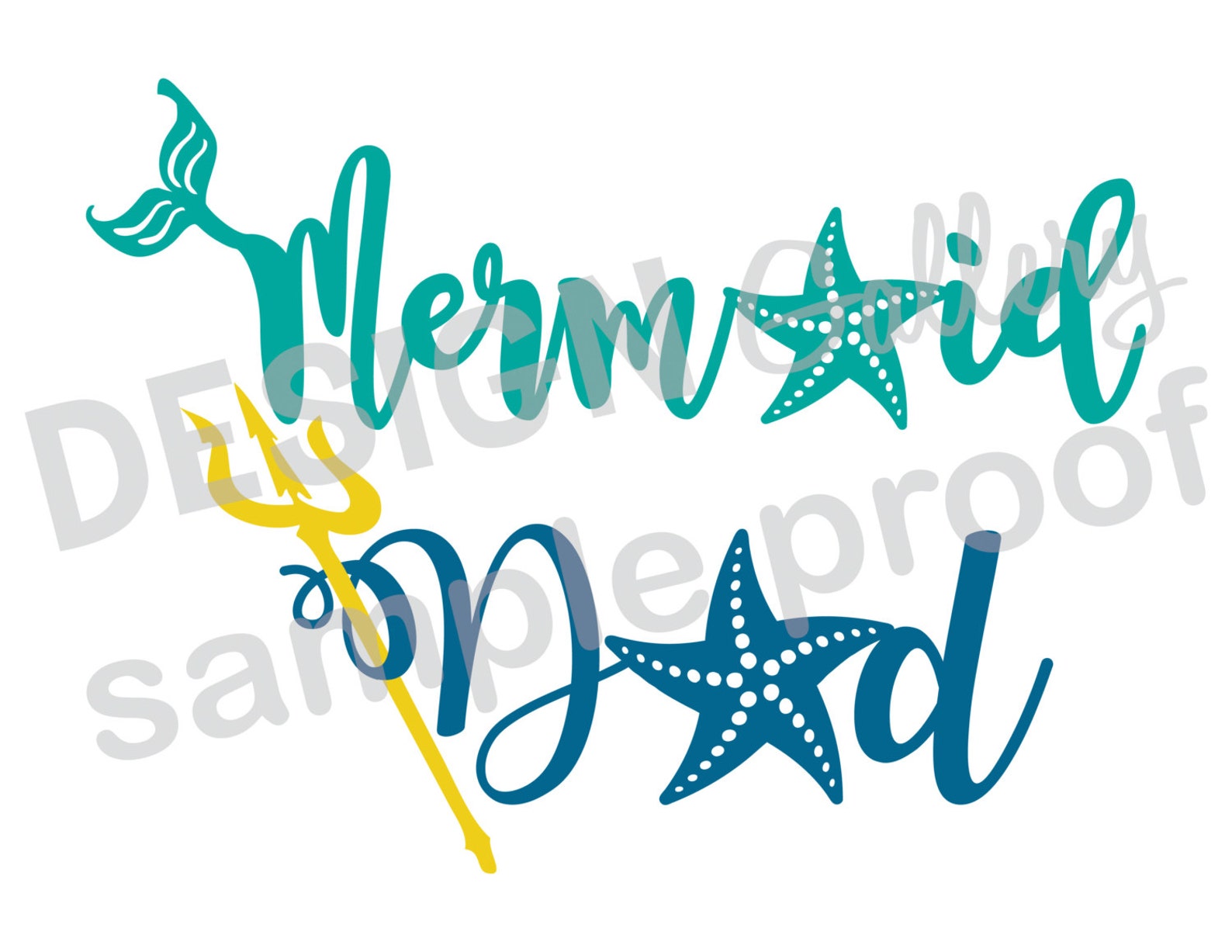 Mermaid Dad JPG, Png & SVG, DXF Cut File, Digital, Seashell, Fin ...