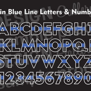 Thin Blue Line Letters and Numbers Alphabet JPG Image & SVG - Etsy