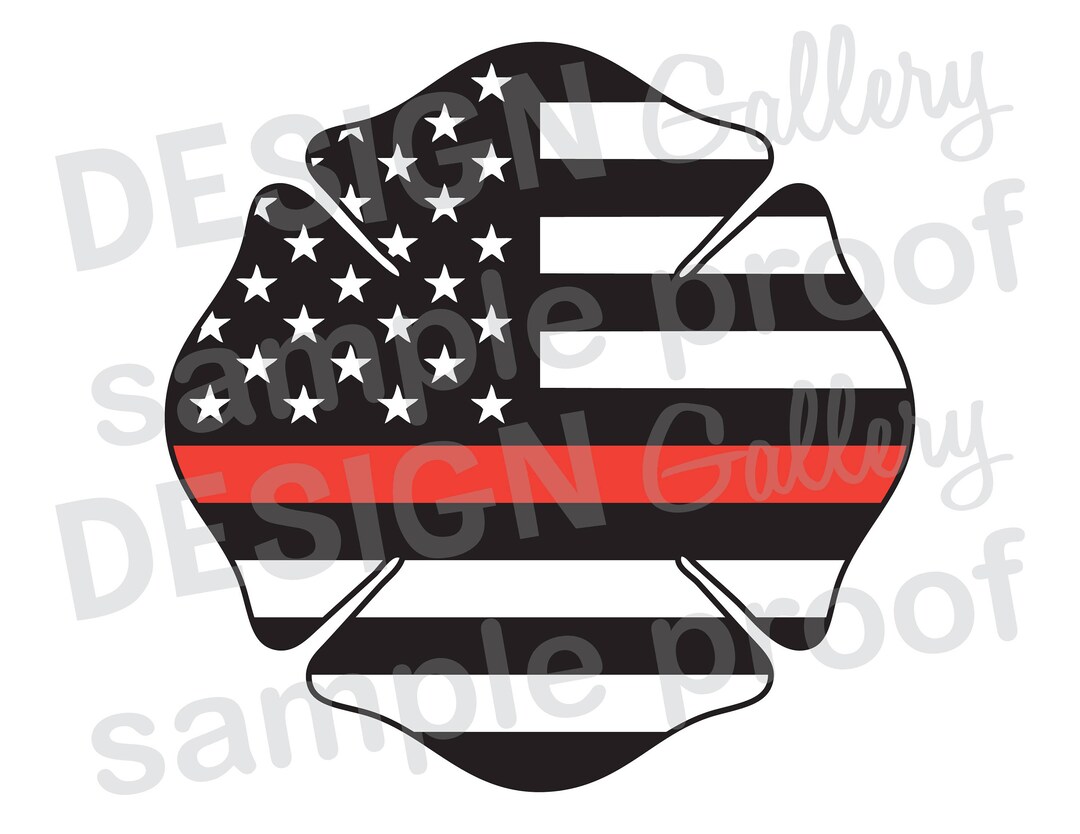 Thin Red Line Flag Badge JPG, Png Image & SVG DXF Cut Helmet ...