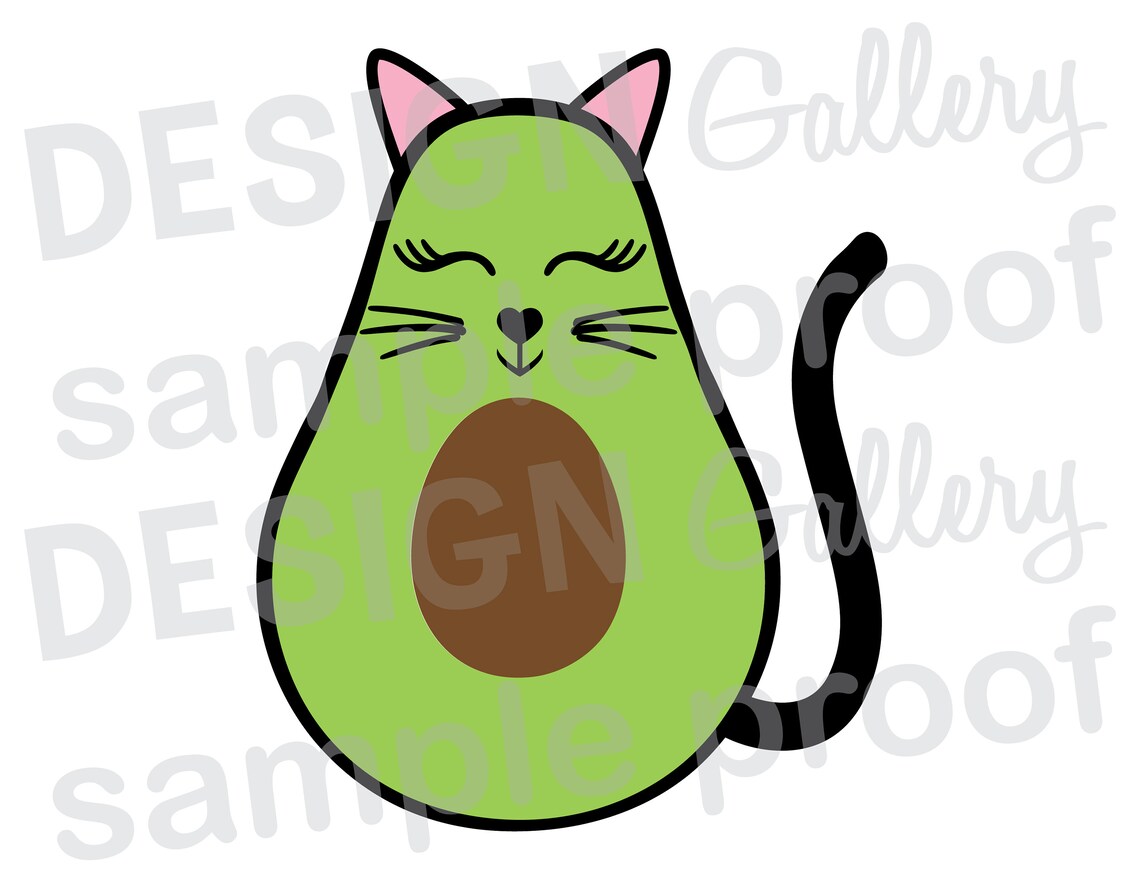 Avogato Avocado Cat JPG Png & SVG DXF Cut File Printable | Etsy