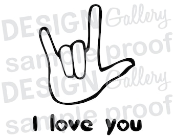 ASL I Love You Hand Sign Language Jpg Png & Svg Dxf Cut | Etsy