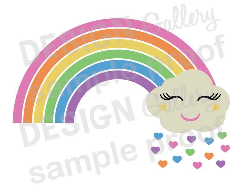 Rainbow Cloud Rain Drops JPG png & SVG DXF cut file | Etsy