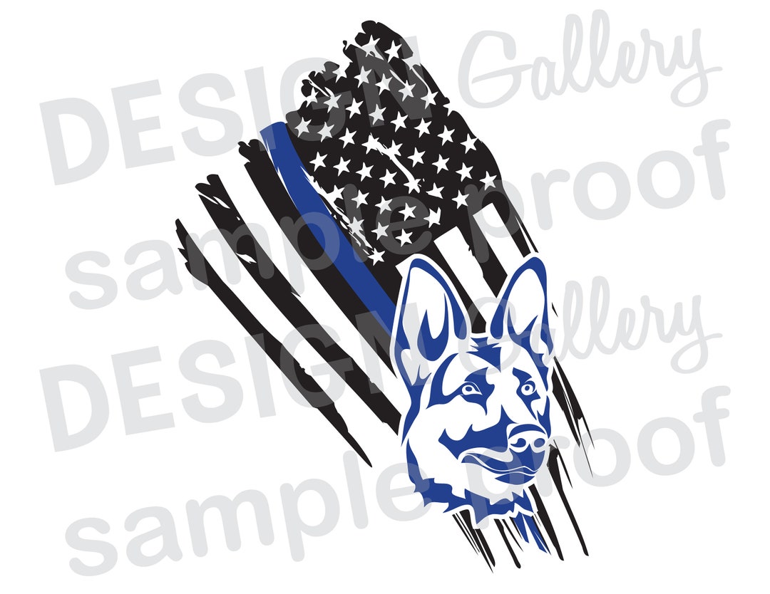 K-9 American Flag Thin Blue Line Distressed JPG Image & SVG DXF Cut ...