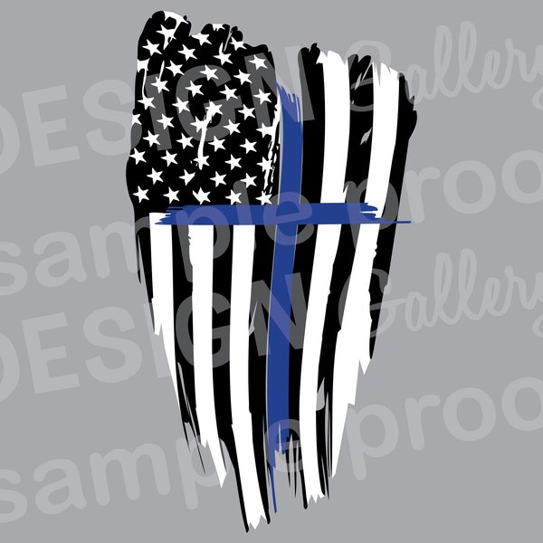 Thin Blue Line Cross Flag Svg - Etsy