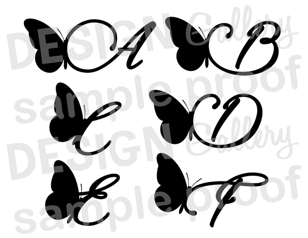 Butterfly Letters Alphabet - SVG, DXF Cut Files & PNG Image Files ...