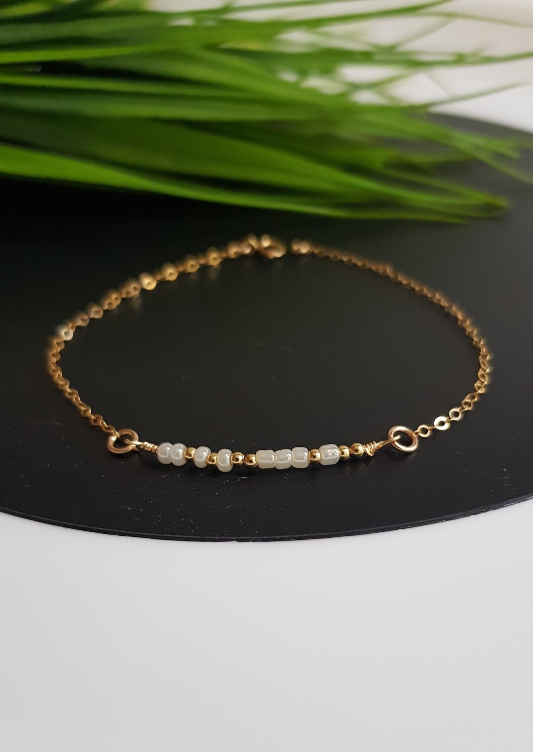 14K Gold Morse Code Bracelet, Custom Morse Code Beaded Bracelet, Hidden ...