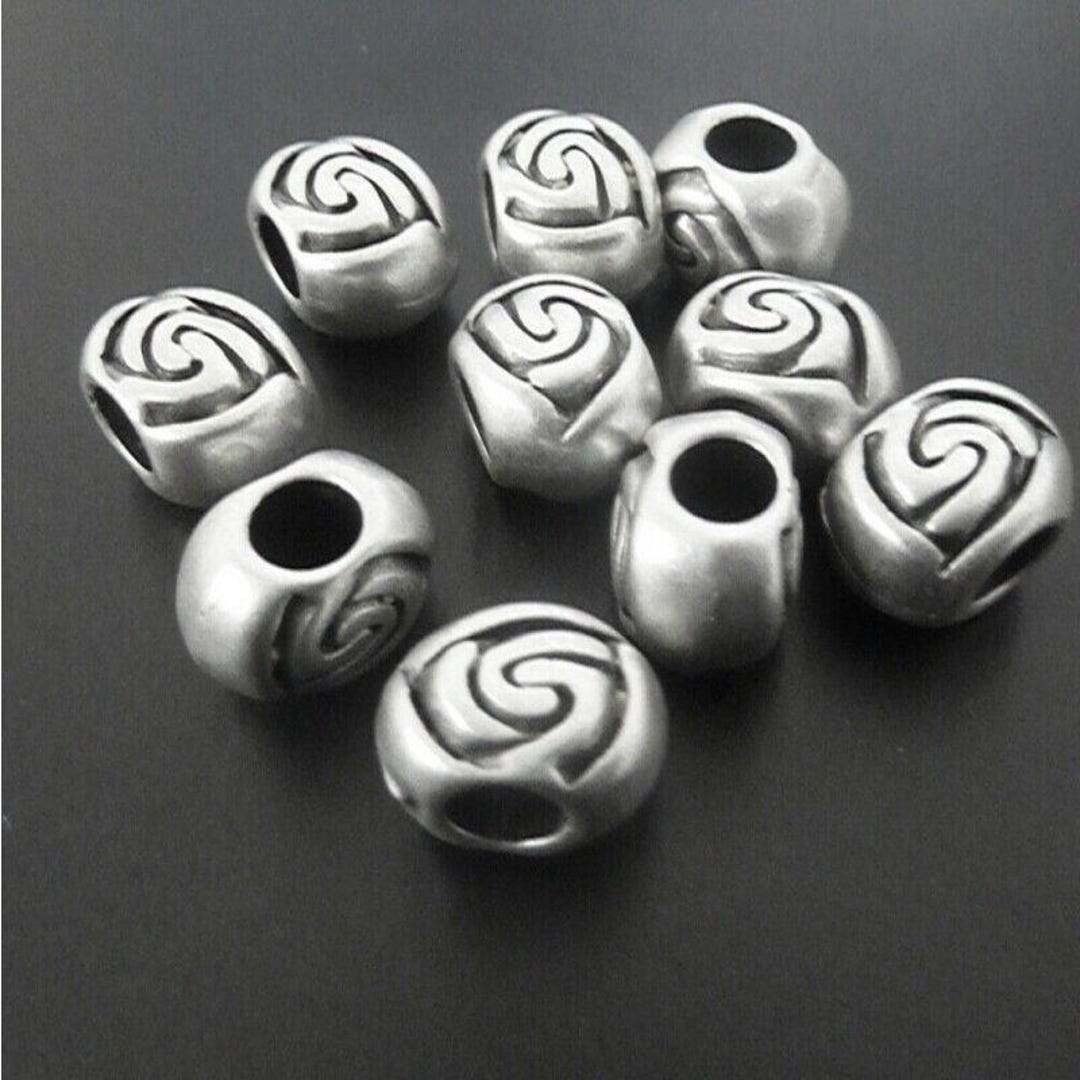 10 Rose Spacer Bead, Zamak Beads, Antique Silver Rose Beads, Flower ...