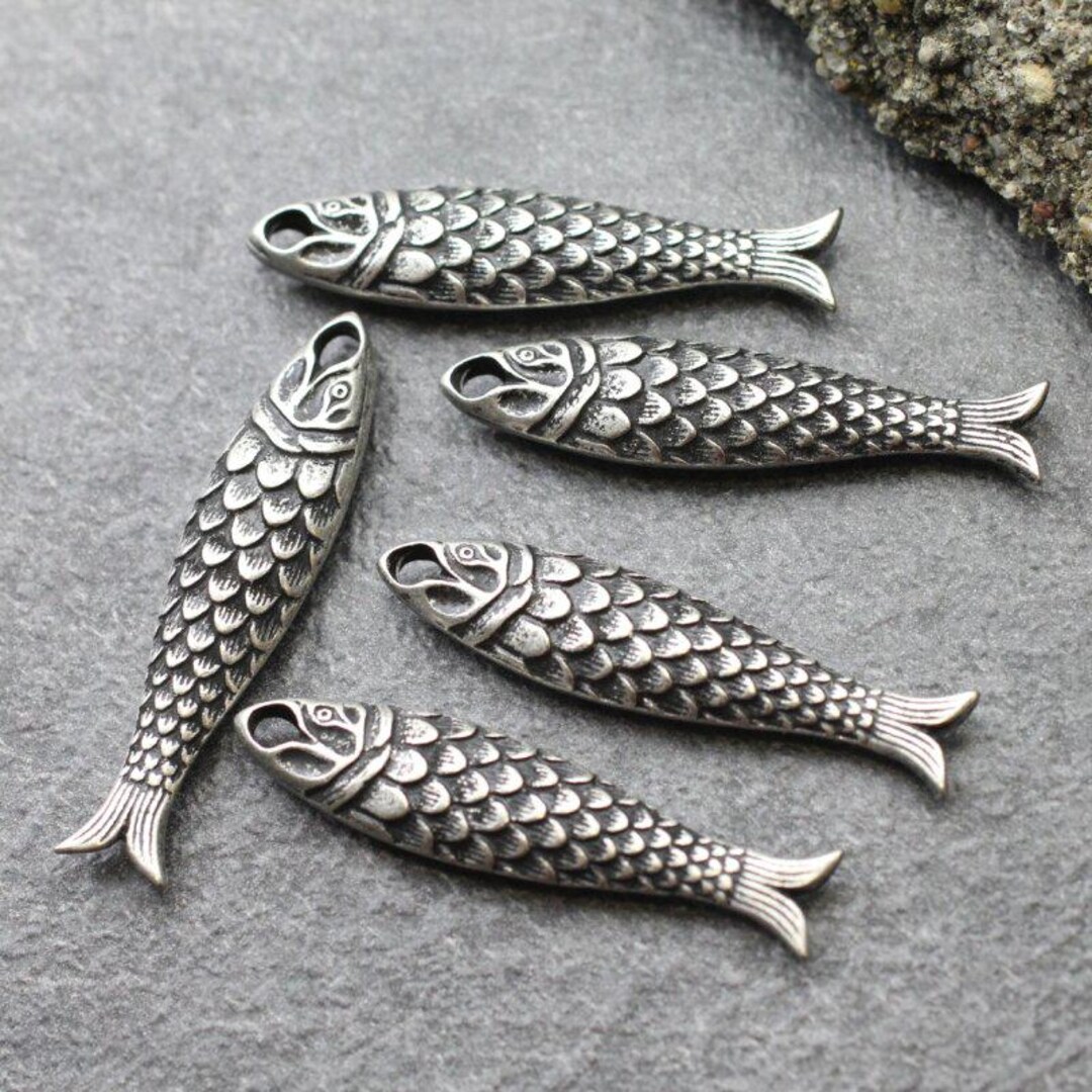 5 Double Side Fish Charms, Fish Charm Pendant, Metal Fish Pendant ...