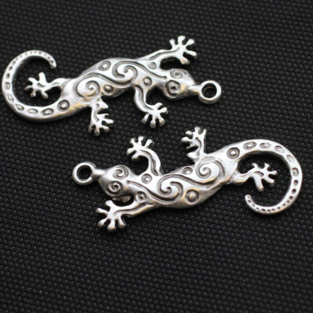 5 Tribal Gecko Lizard Charms for Jewelry Making – Boho Metal Pendant ...