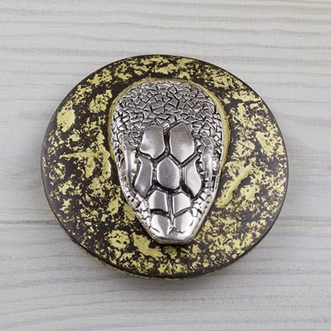 Snake Head Belt Buckle, Animal Belt Buckle, Brass Belt Buckle, Round ...
