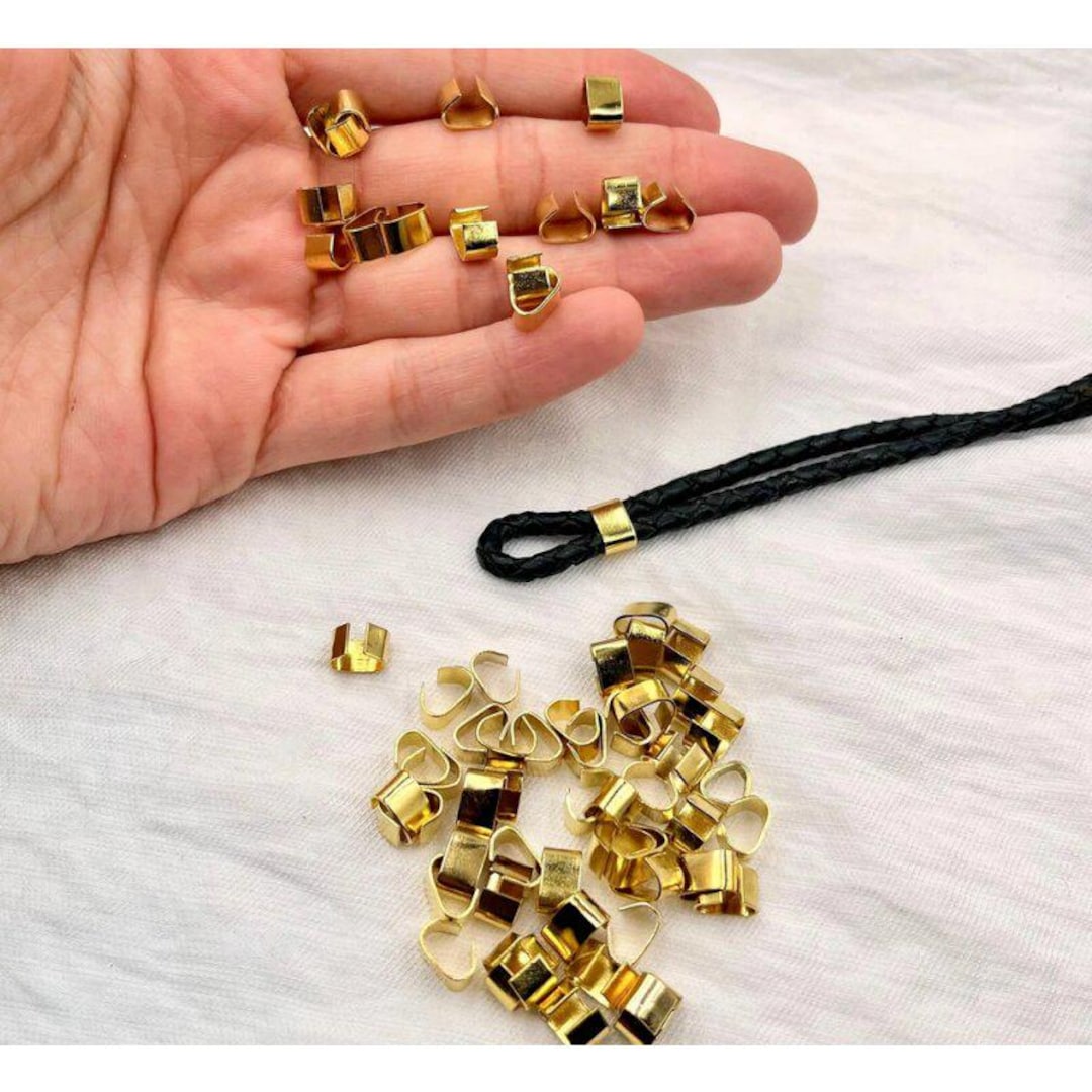 50 Gold Plated Metal Crimp, Fold Over Crimp, Cord Crimp, Crimp Fastener ...