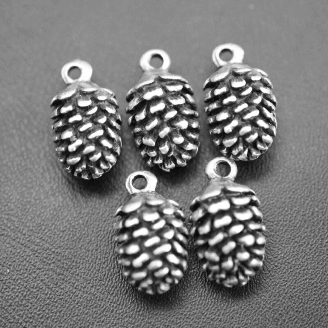 5 Pine Cone Charms, Silver Pine Cone Zm1112 - Etsy
