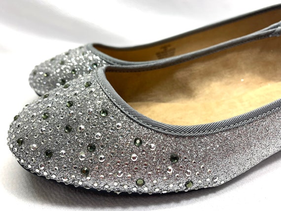 Jeweled New metallic SILVER slippers RENAISSANCE COSP… - Gem
