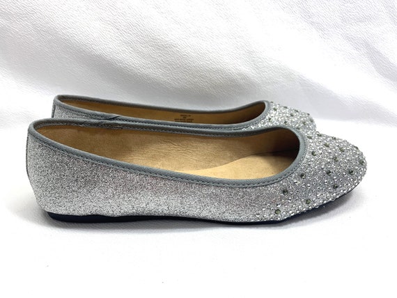 Jeweled New metallic SILVER slippers RENAISSANCE COSP… - Gem
