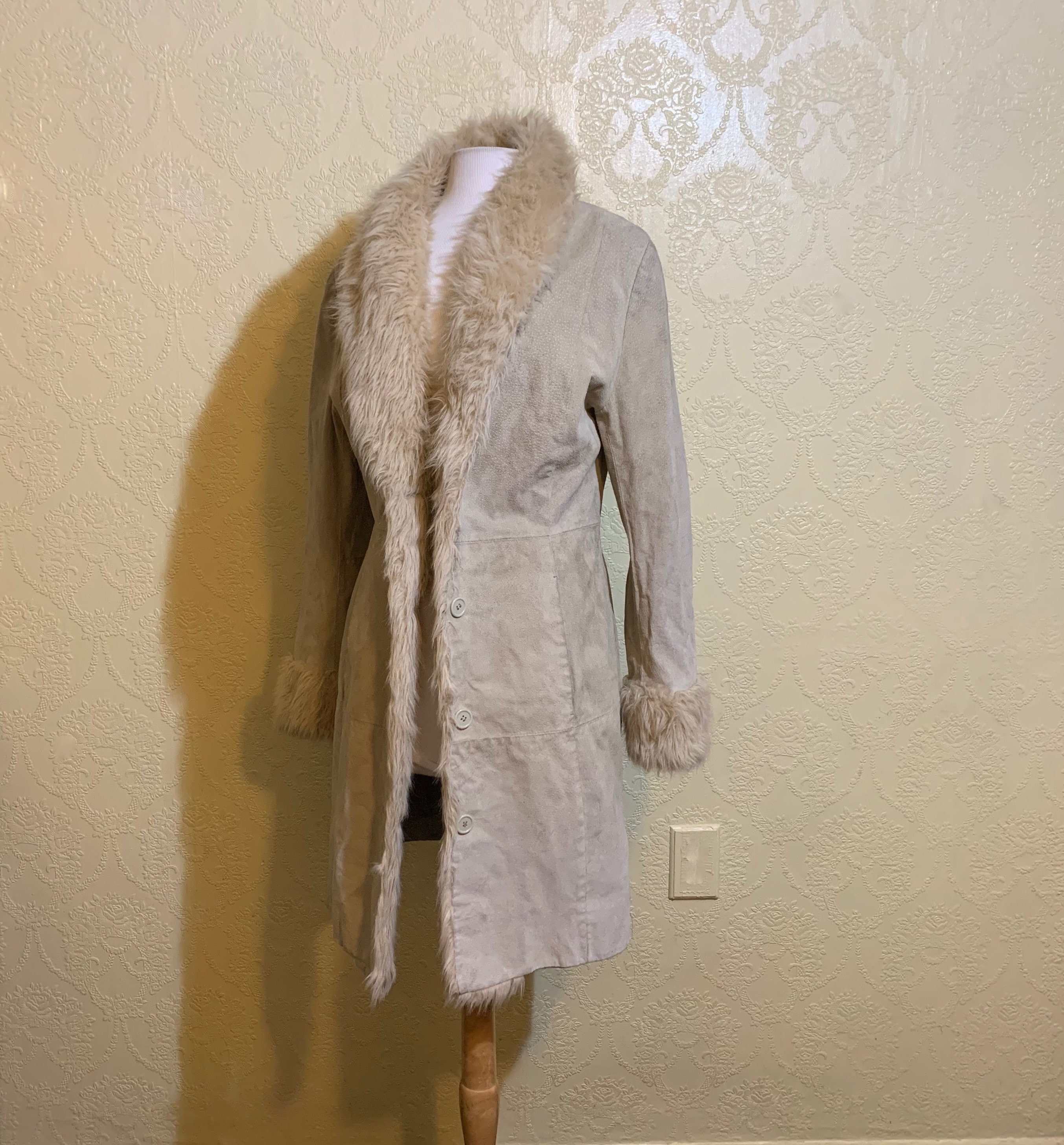 Sz Medium Almost Famous SUEDE PENNY LANE Coat With Full Fluffy - Etsy