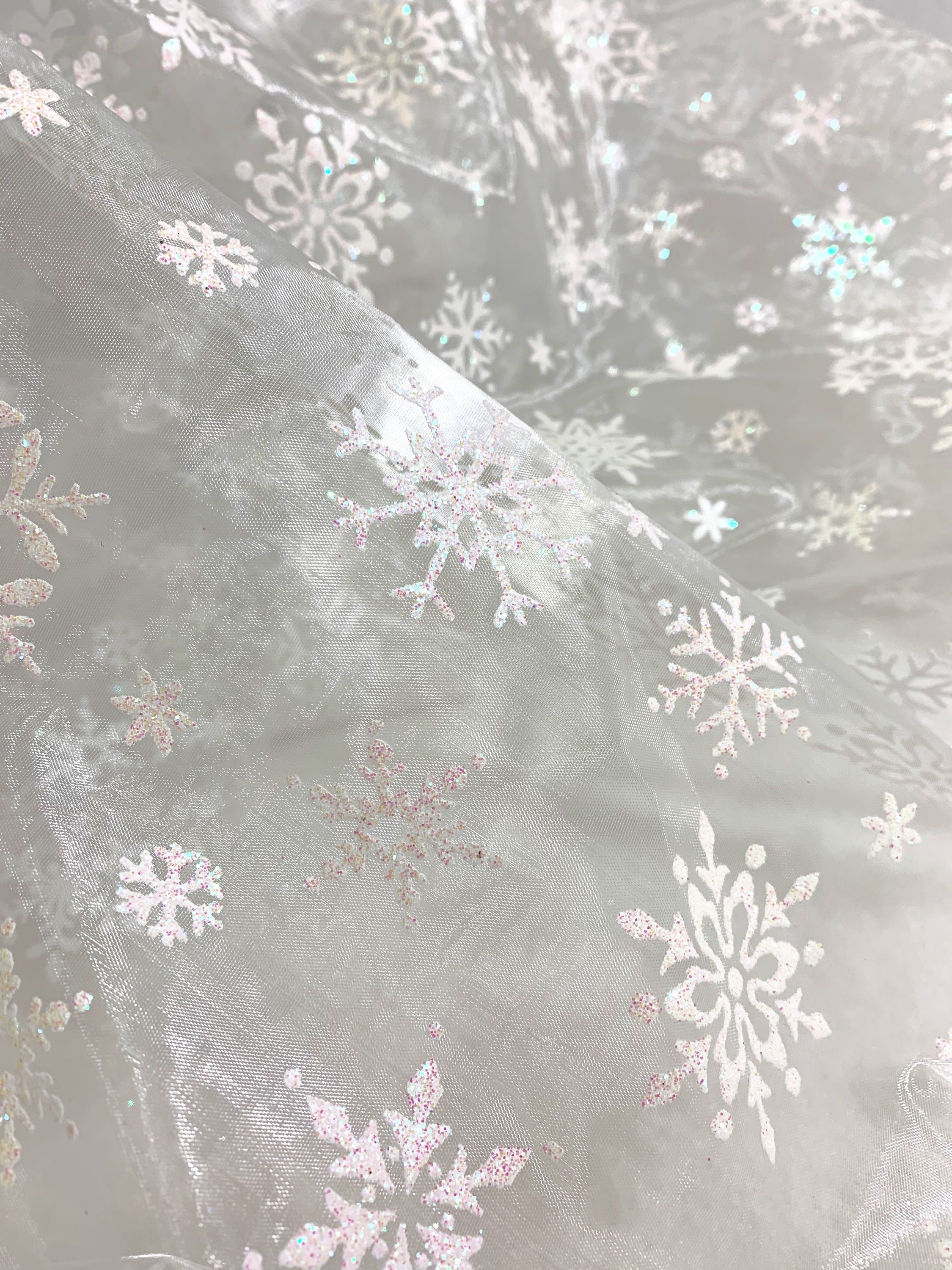 High Quality Organza White Snowflake Fabric SPARKLE IRIDESCENT | Etsy
