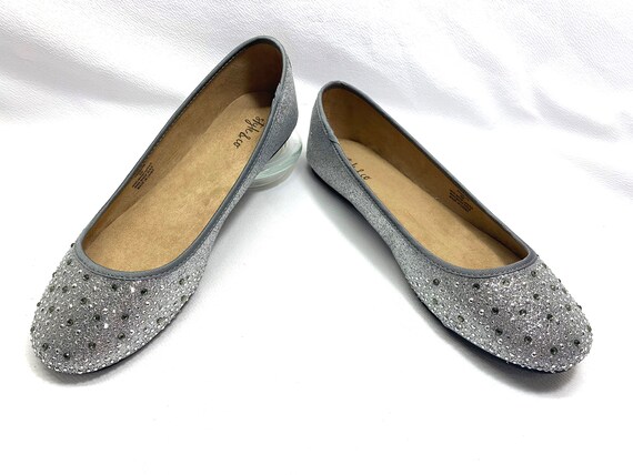 Jeweled New metallic SILVER slippers RENAISSANCE COSP… - Gem