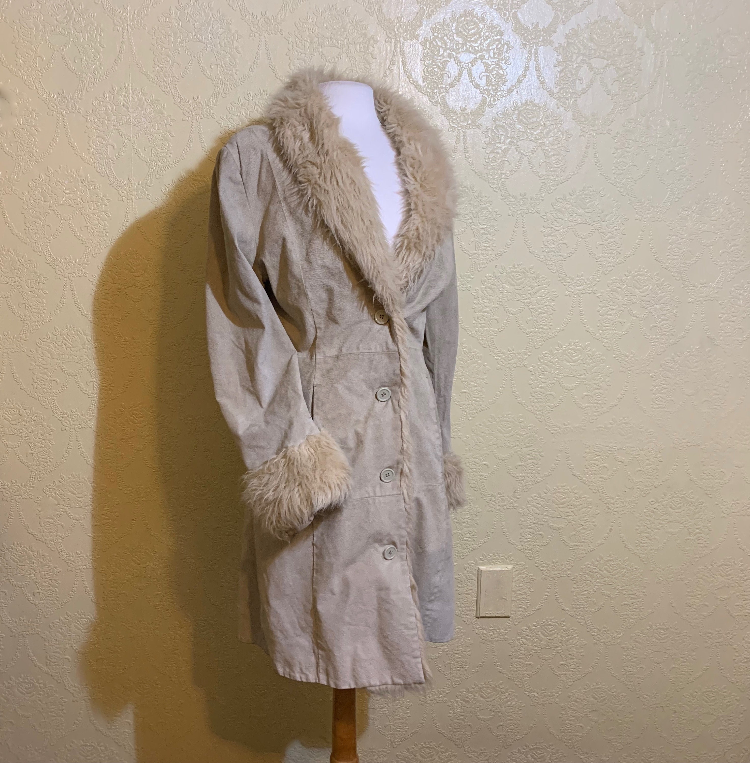 Sz Medium Almost Famous SUEDE PENNY LANE Coat With Full Fluffy - Etsy
