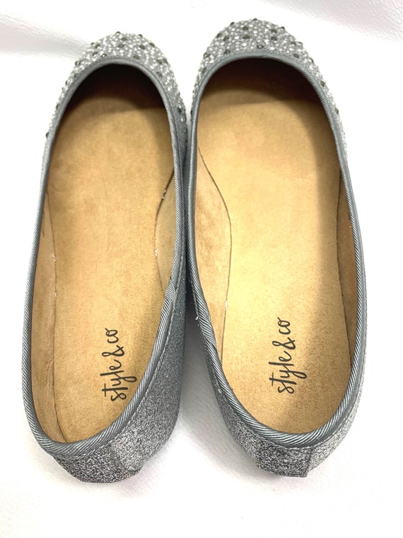 Jeweled New metallic SILVER slippers RENAISSANCE COSP… - Gem