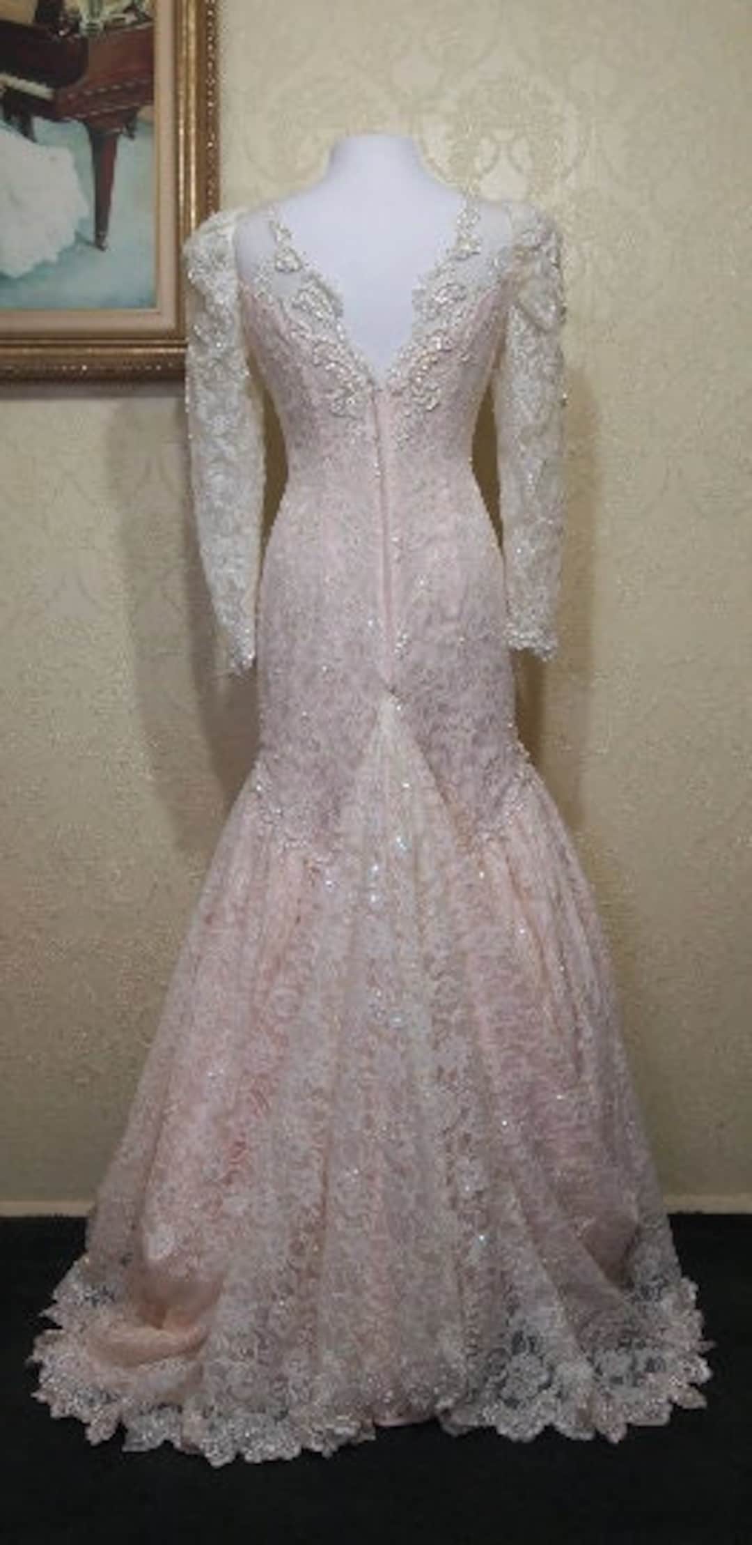 Susan Lane's Wedding Gown Rare Heavily Beaded BLUSH Sz 10-12 EDWARDIAN ...