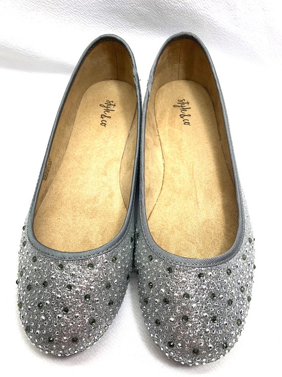 Jeweled New metallic SILVER slippers RENAISSANCE COSP… - Gem