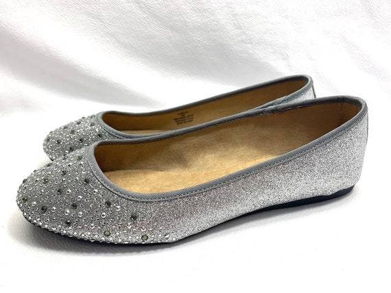 Jeweled New metallic SILVER slippers RENAISSANCE COSP… - Gem