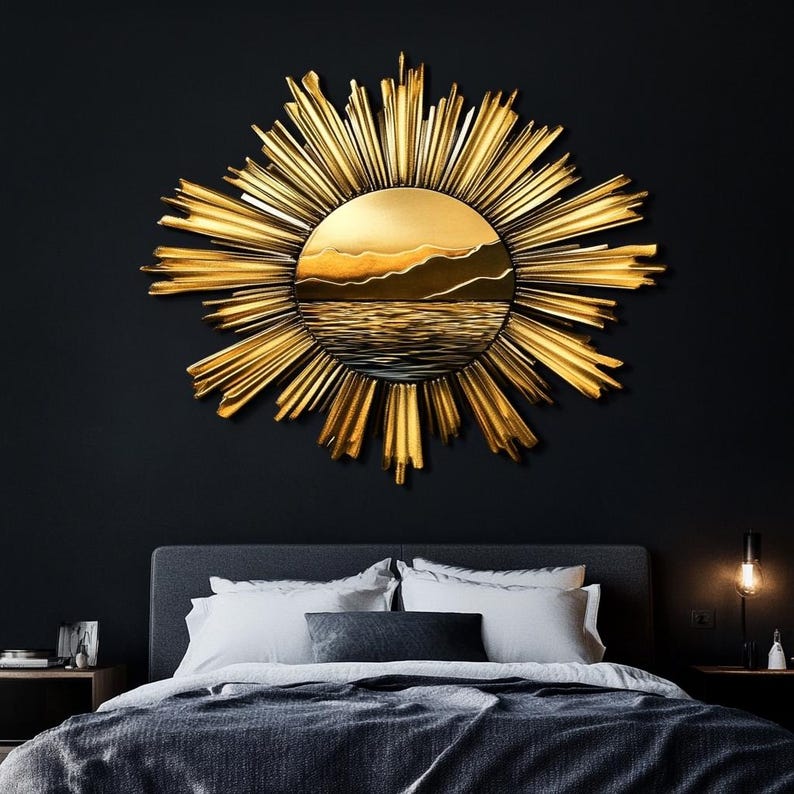 Sun Metal Wall Art, Sunrise Wall Decor for Bedroom Living Room, Boho ...