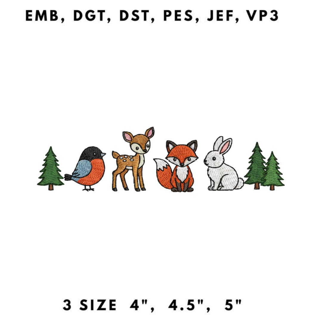 Botanical Woodland Animals Embroidery File Cute Fauna Cottagecore ...