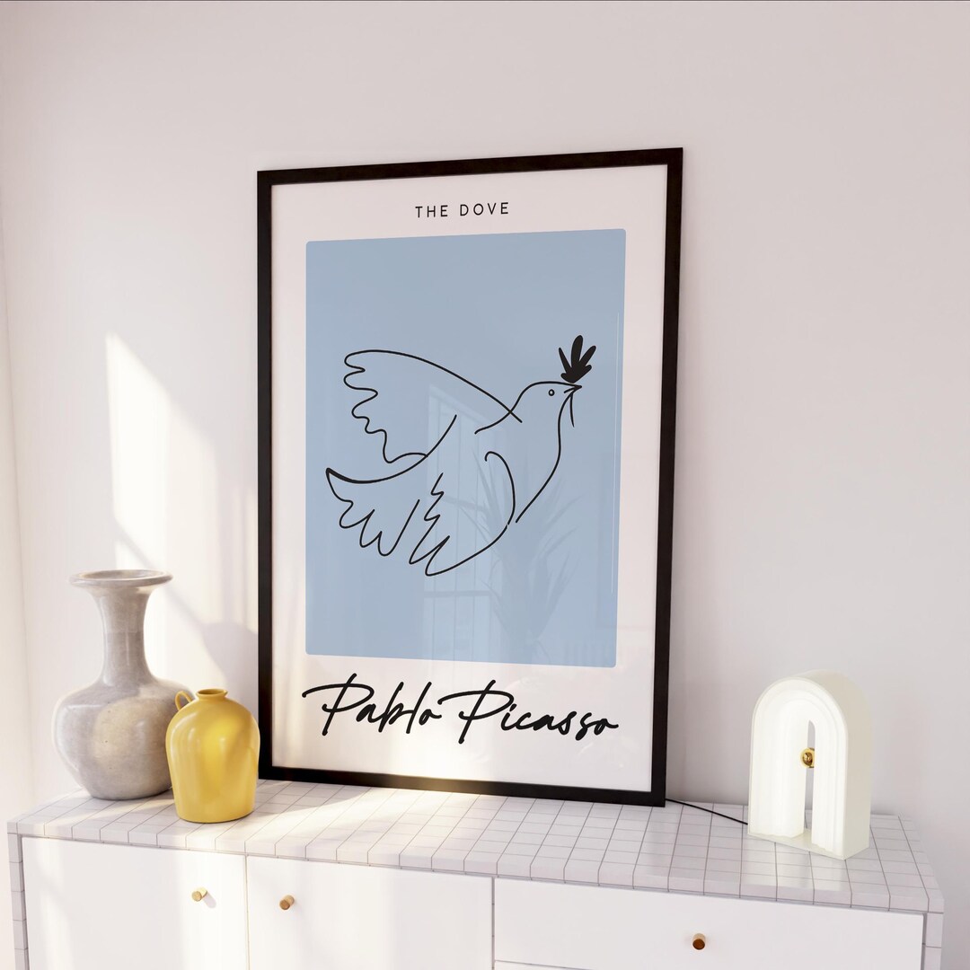 Pablo Picasso Dove Print, Light Blue Wall Art - Etsy UK