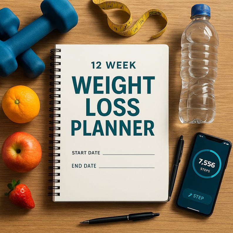 12-week Weight Loss Planner • Printable PDF • Goal Setting, Habit Meal ...