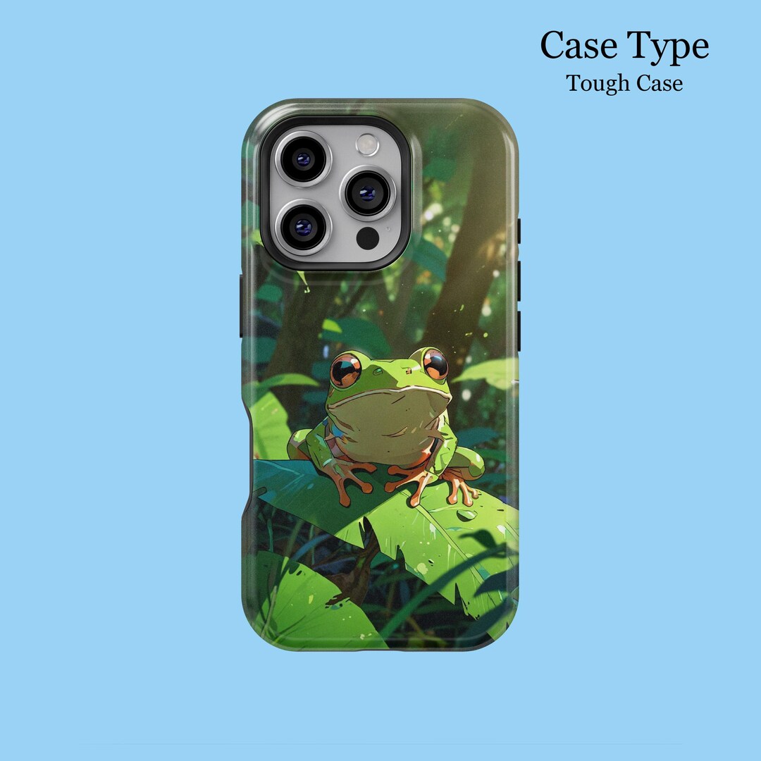 Cute Frog Green Aesthetic Cover for iPhone 16 15 14 13 12 11 XS XR 8 7 ...