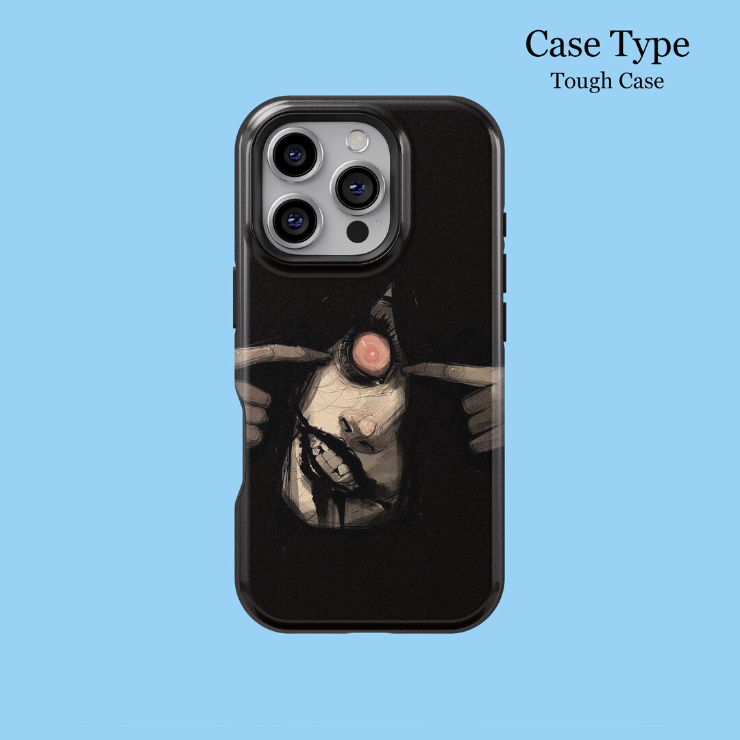 Horror Portrait Phone Case Dark Eyes & Eerie Smile for iPhone 16 15 14 ...
