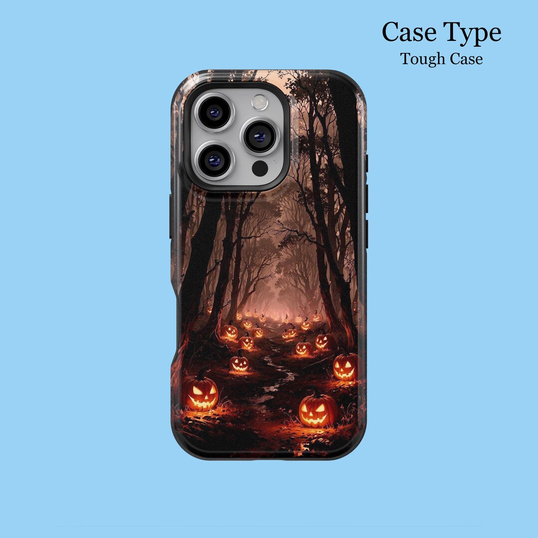 Halloween Forest Scary Pumpkin Phone Case for iPhone 16 15 14 13 12 11 ...