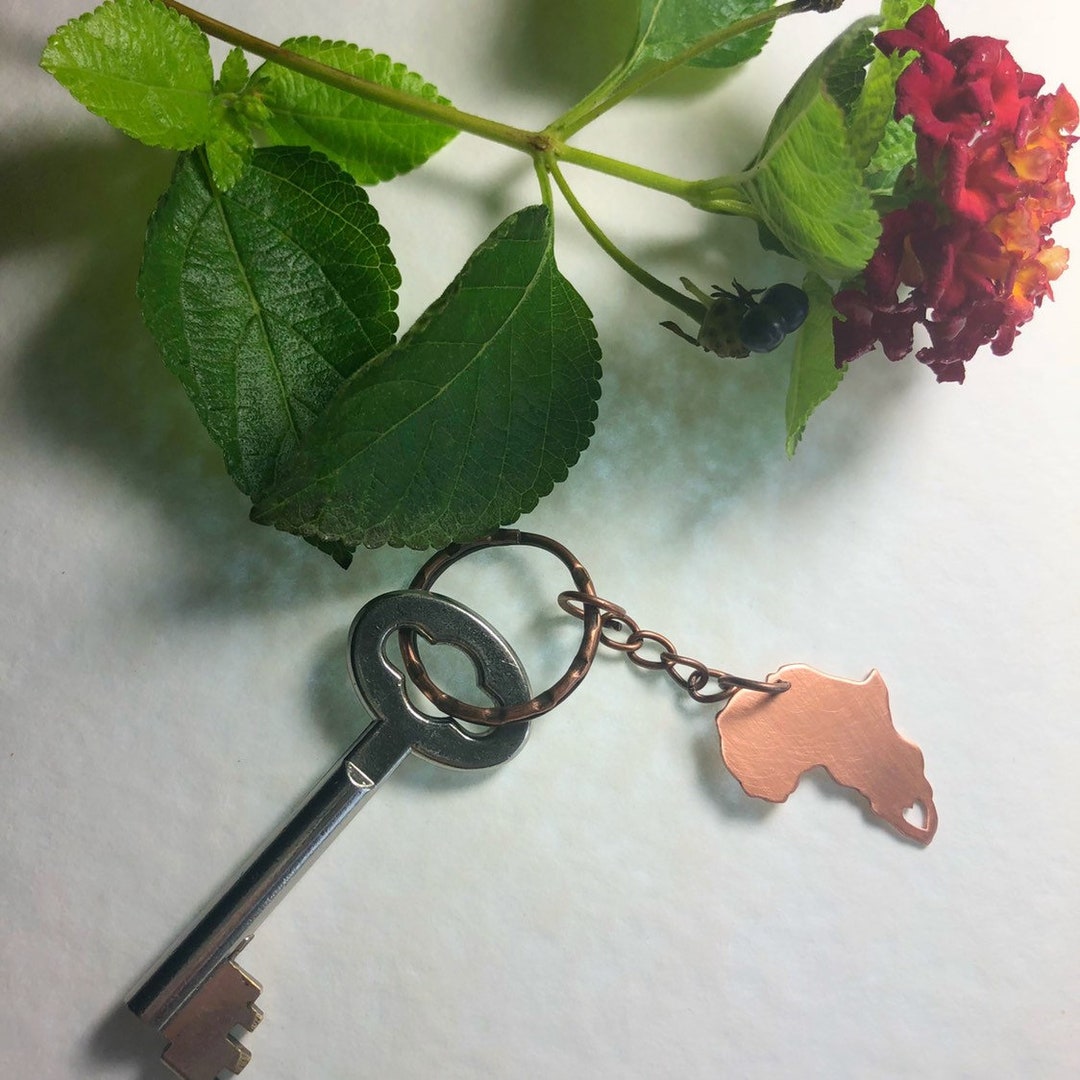 Africa Map Keychain, Copper Africa Keychain, Father Gift, Personalized ...