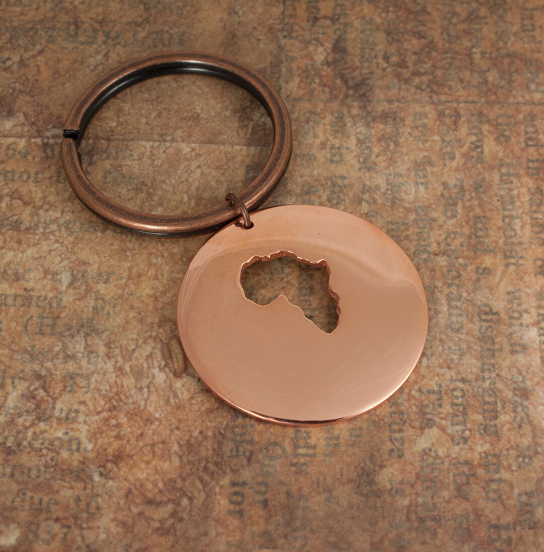Africa Keychain - Copper Keychain - Adoption Africa Shape Keychain ...