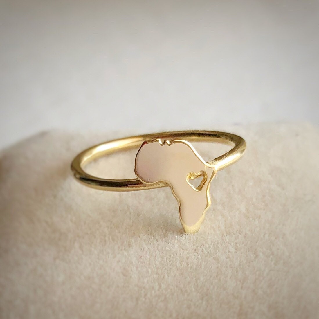 Gold Africa Ring Silver Band Africa Map Ring Personalized | Etsy