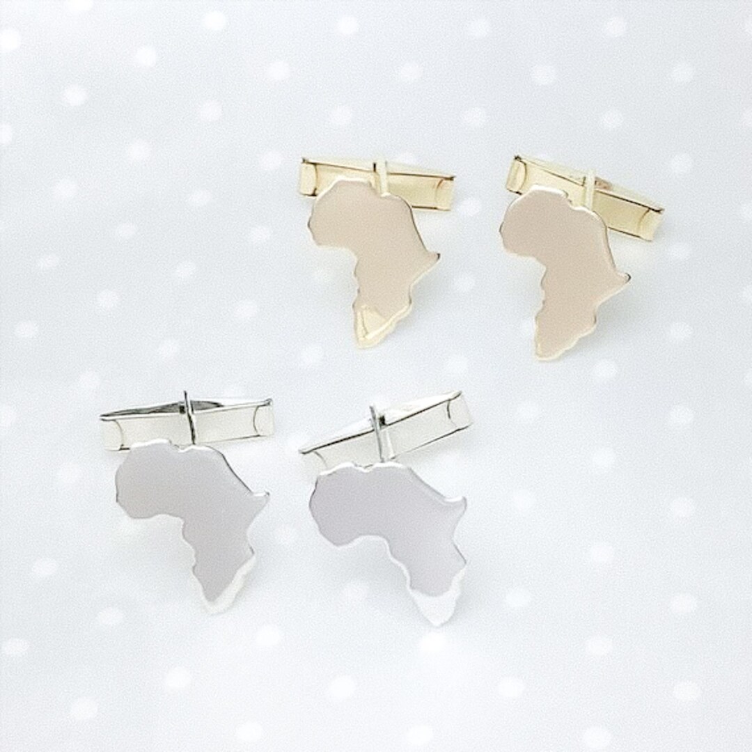 18k Gold Plated Africa Map Cufflinks – Sterling Silver Africa Cufflinks ...
