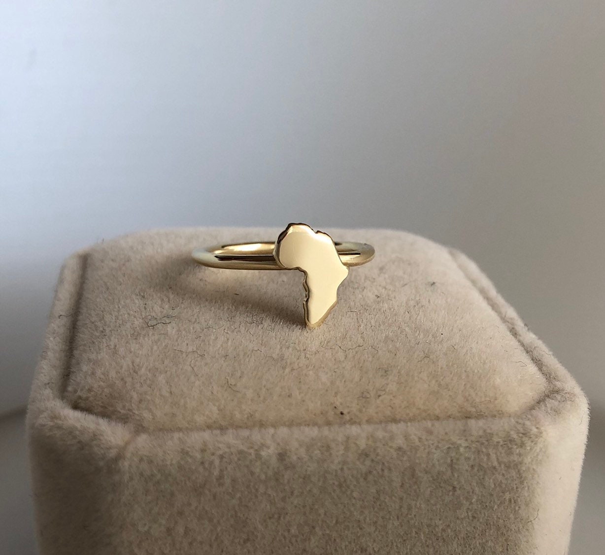 Gold Plated Africa Map Ring: Sterling Silver Band, Zambia Jewelry - Etsy