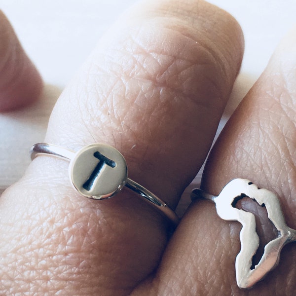 Sterling Silver Initial Rings - Etsy