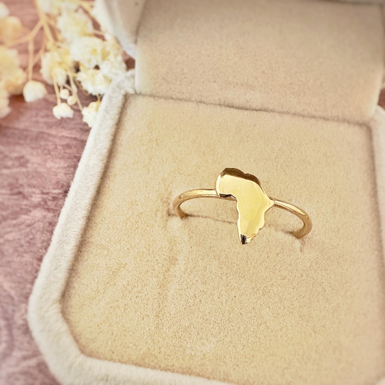 Gold Africa Map Ring: Handcrafted Sterling Silver Jewelry - Etsy