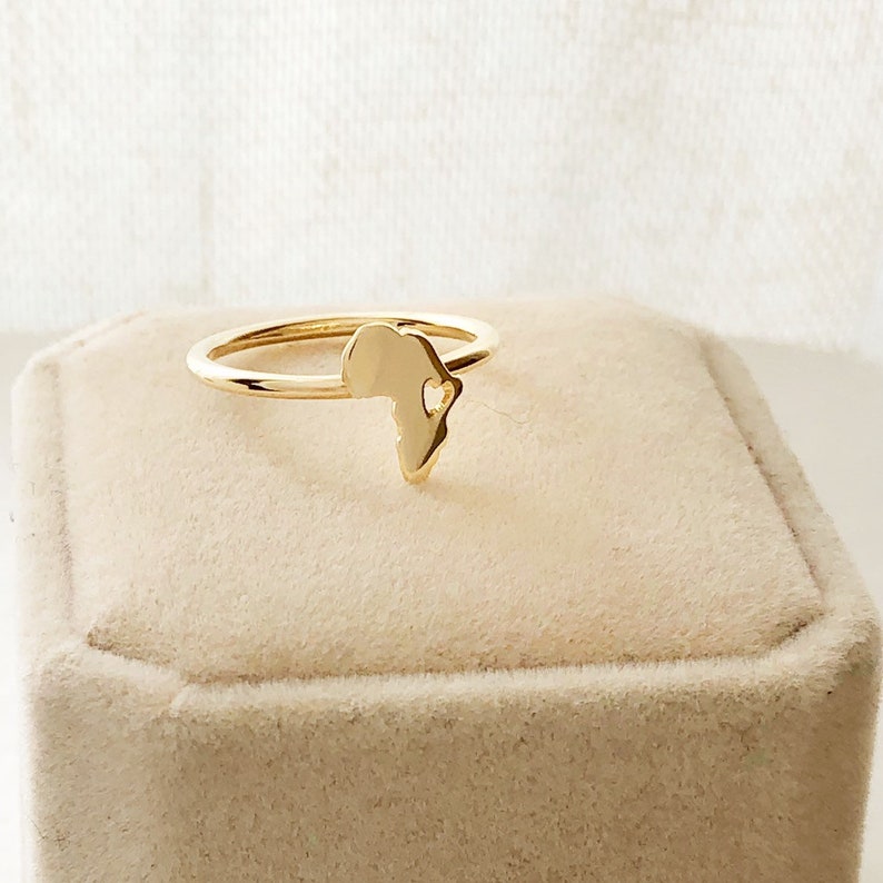 Gold Africa Map Ring: Handcrafted Sterling Silver Jewelry - Etsy