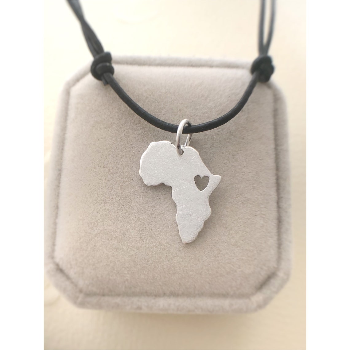 Silver Africa Map Necklace – Personalized Heart Pendant, Handmade ...