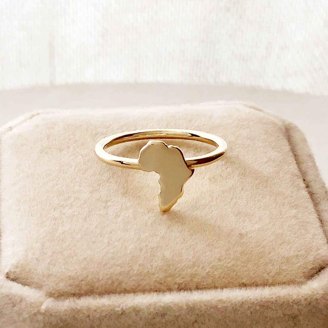 Gold Plated Africa Map Ring: Sterling Silver Band, Zambia Jewelry - Etsy