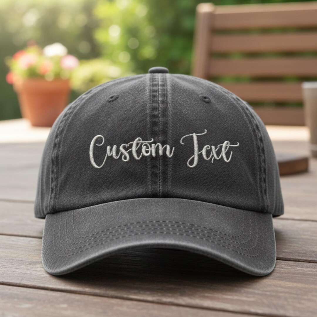 Embroidered Custom Text Hat : Baseball Cap, Custom Pigment-dyed Hat ...